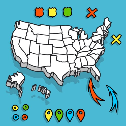 Map of united states cartoon Vector Images & Graphics for Commercial ...