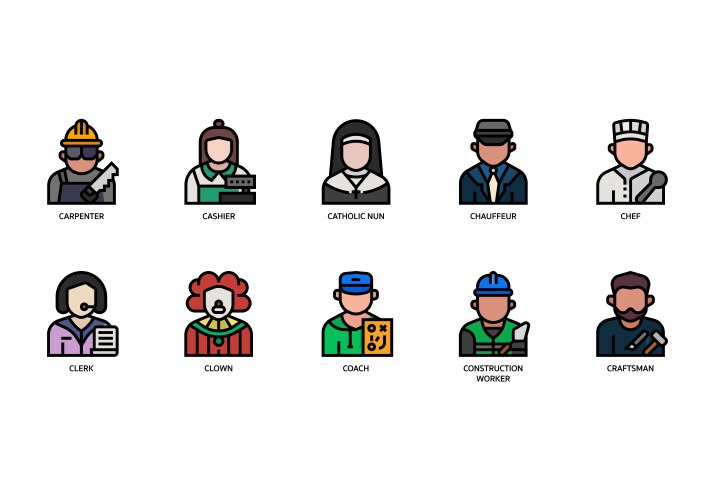 Occupations icons set Royalty Free Vector Image