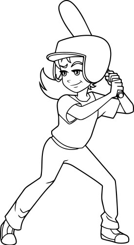 Karate stance girl line art Royalty Free Vector Image
