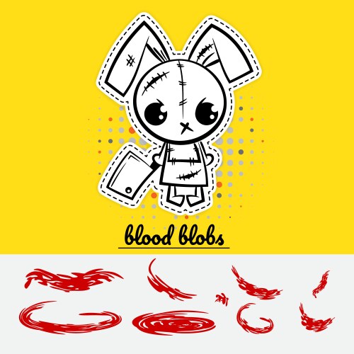 Cute rabbit in a poison pot with bats Royalty Free Vector