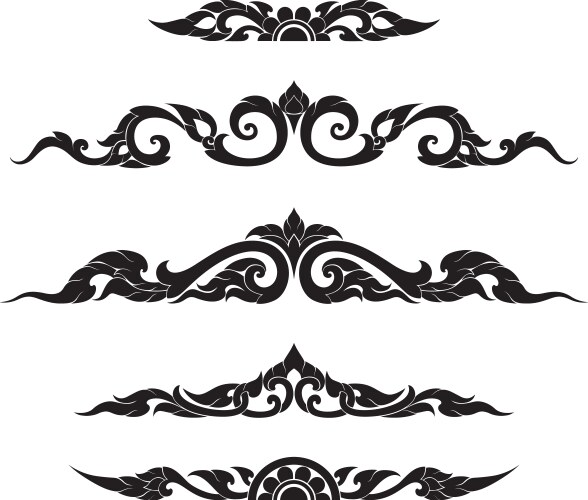 Thai Art Border: Floral Motif Royalty Free Vector Image