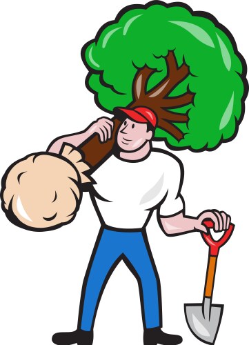 Gardener planting tree theme image 1 Royalty Free Vector