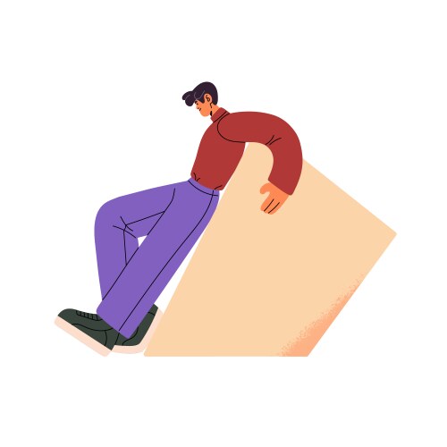 Employee carries geometric shape alone office Vector Image