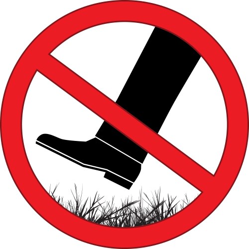 Do not walk on grass lawn no pick garden flowers Vector Image