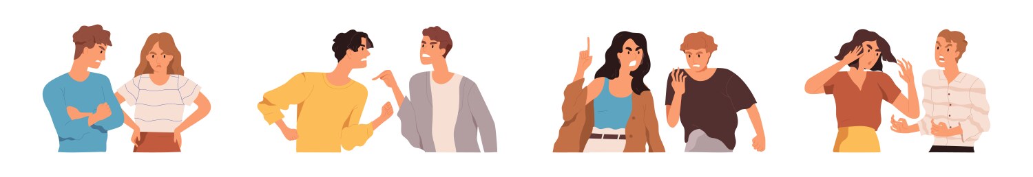 Work stress and conflicts swearing colleagues Vector Image