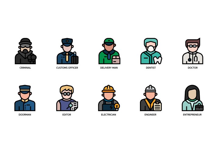 Occupations icons set Royalty Free Vector Image