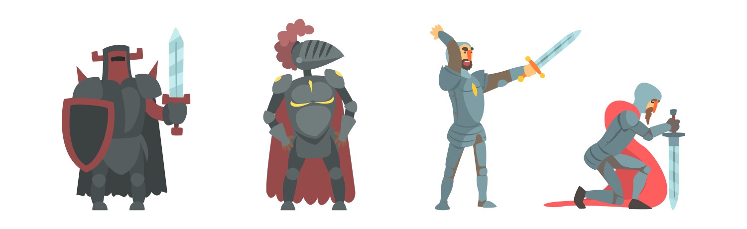 Medieval knight character wear armor with sword Vector Image