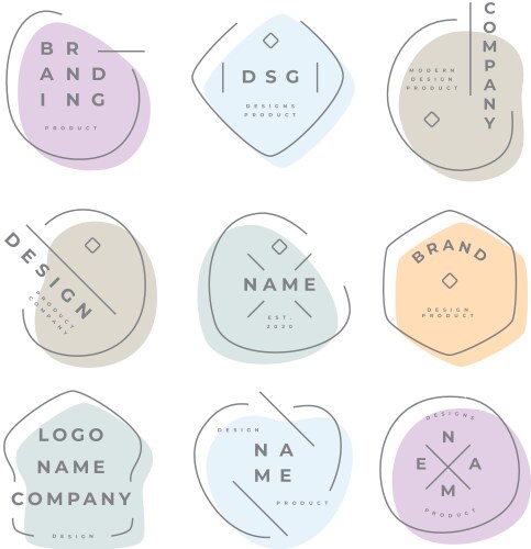 Pastel colors minimal logo set Royalty Free Vector Image