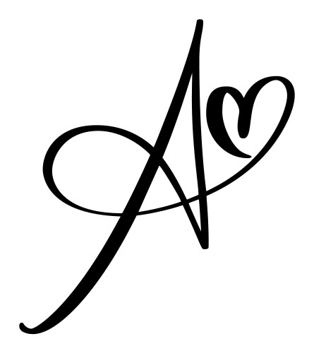 Handwritten heart calligraphy monogram alphabet Vector Image