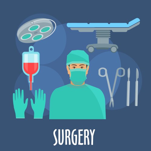 Surgeon team at work in operating room Royalty Free Vector