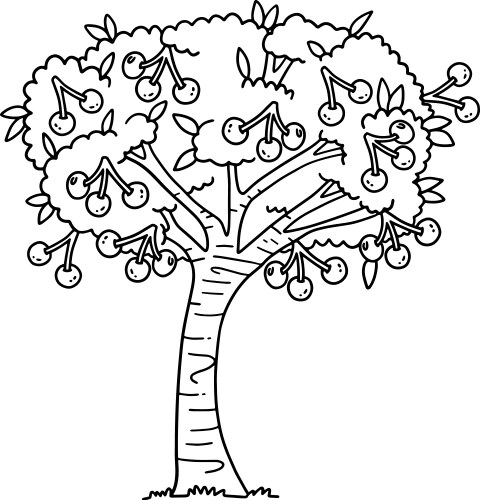 Mango tree fruit plant isolated coloring page Vector Image