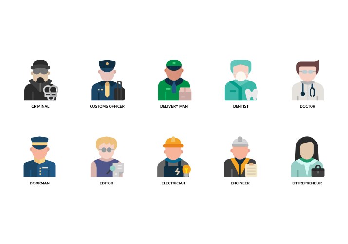 Occupations icons set Royalty Free Vector Image