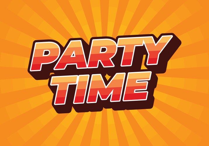 Party time text effect in 3d look with eye Vector Image