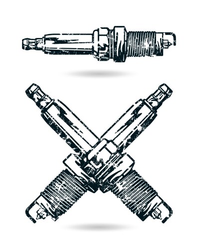Spark plug drawing isolated hand drawn engraved Vector Image