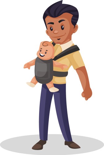 Father carrying his son cartoon colored clipart Vector Image