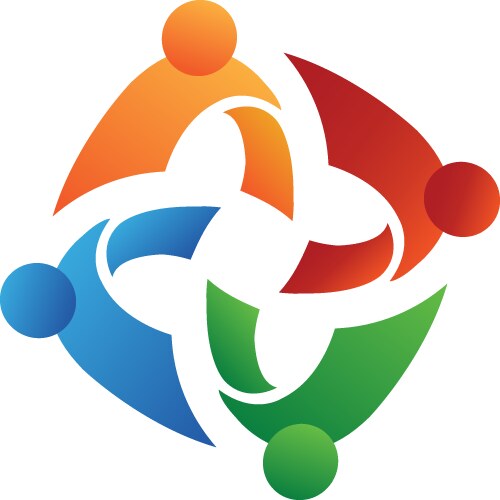 Teamwork support flower logo Royalty Free Vector Image