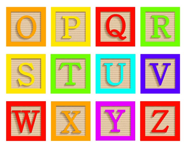 Wooden Alphabet Blocks – Royalty-Free Vector | VectorStock