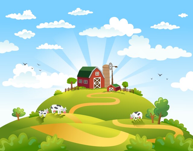 Beautiful farm cartoon Royalty Free Vector Image