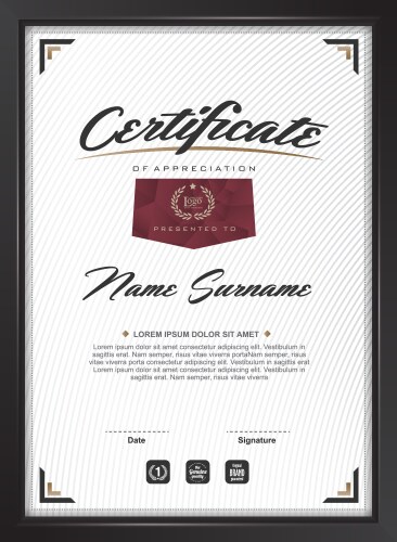 Certificate of recognition frame design template Vector Image