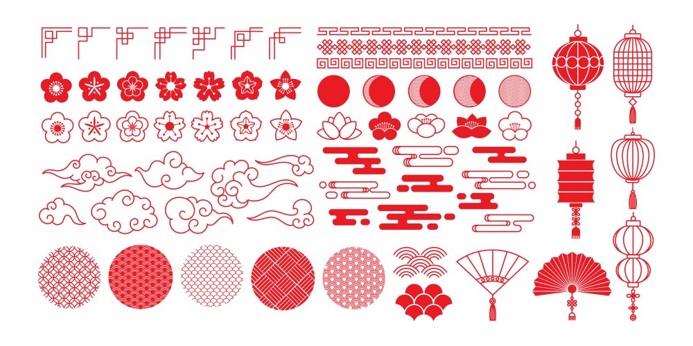 Asian new year snakes and elements chinese zodiac Vector Image