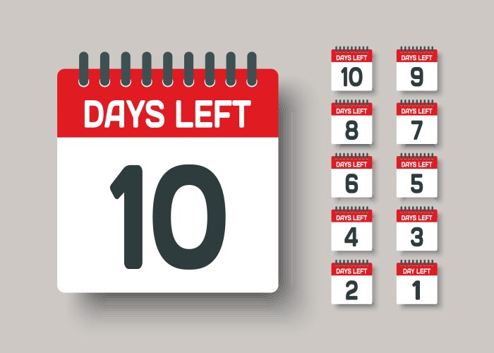 Countdown daily page calendar icon - 7 days left Vector Image