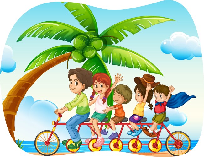 Kids cycling Royalty Free Vector Image - VectorStock