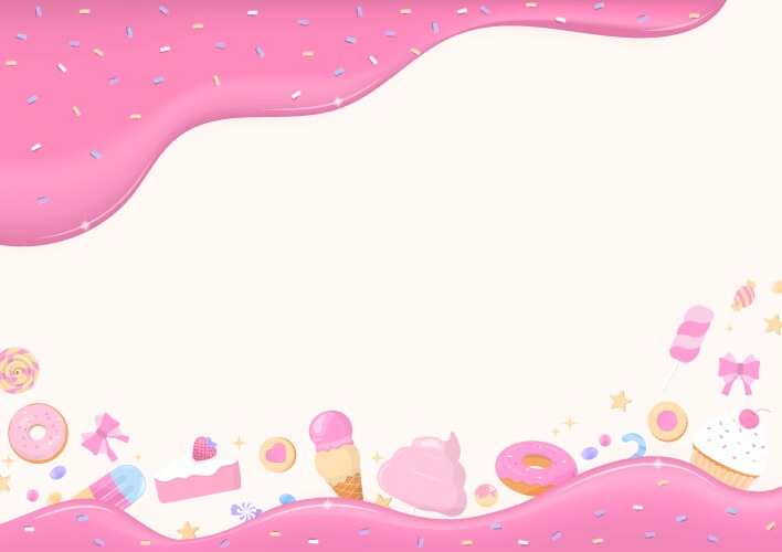 Pink liquid and strawberry cake background Vector Image