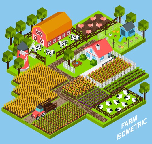 Isometric farm infographic concept Royalty Free Vector Image
