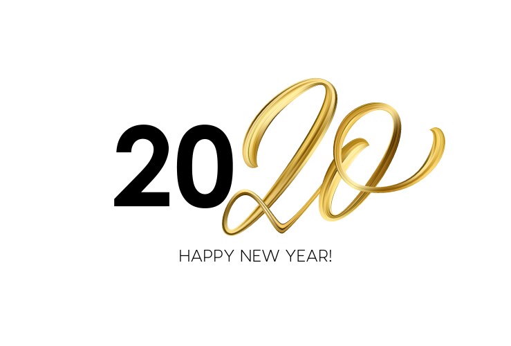 Happy new year 2020 lettering greeting Royalty Free Vector