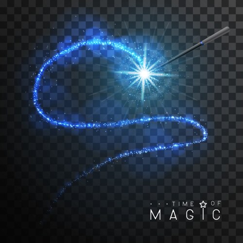 Magic wand with magical violet sparkle trail Vector Image