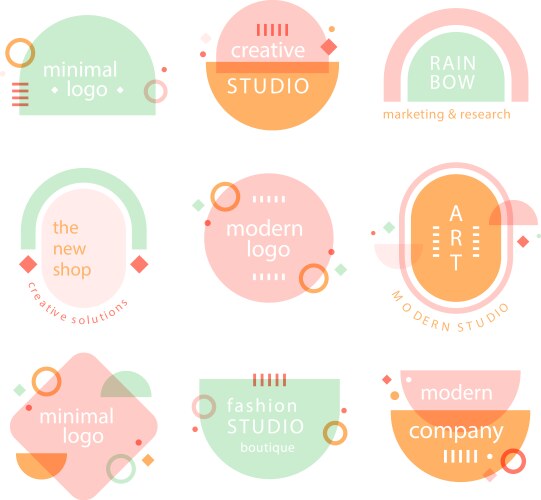 Pastel colors minimal logo set Royalty Free Vector Image