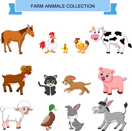 Farm animal collection set Royalty Free Vector Image