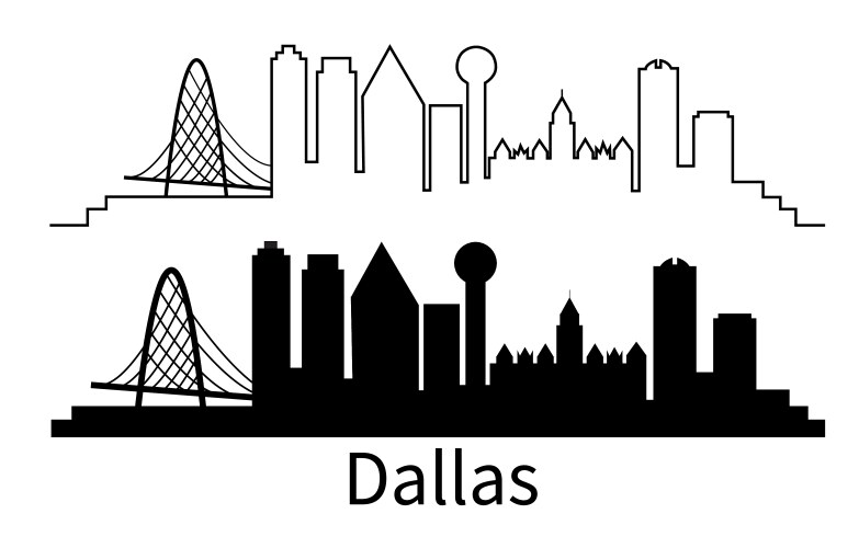 Dallas City Skyline Silhouette Vector Images (over 240)