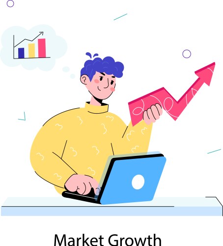 Market growth Royalty Free Vector Image - VectorStock