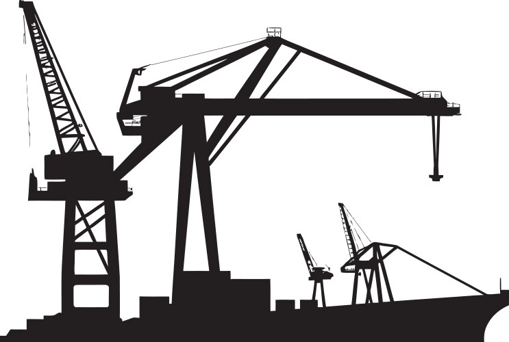 Marine terminal icon crane design seaport Vector Image