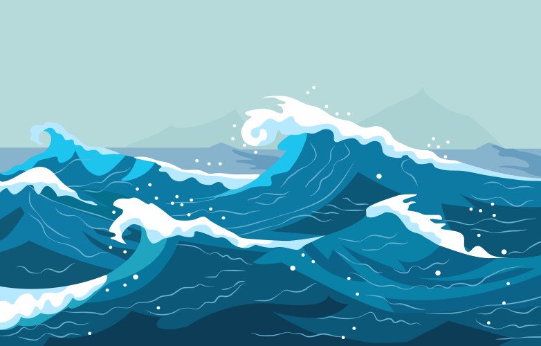 Sea landscape frame background with blue ocean Vector Image