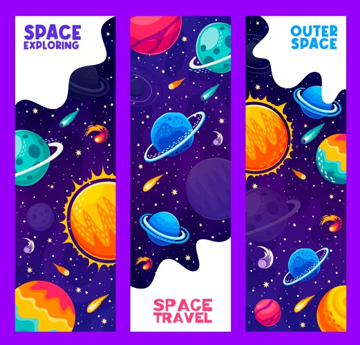 Galaxy poster design with cosmos and planet Vector Image