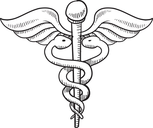Banner with hermes staff caduceus and runes Vector Image