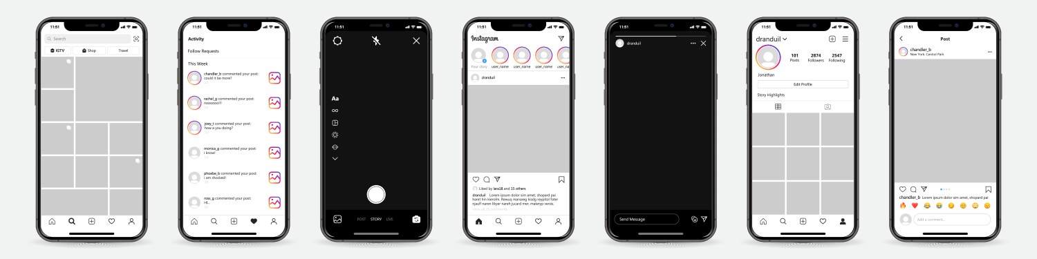 Instagram post template set on apple iphone Vector Image