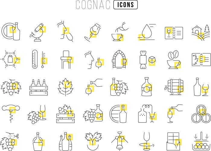 Set of linear icons cognac Royalty Free Vector Image
