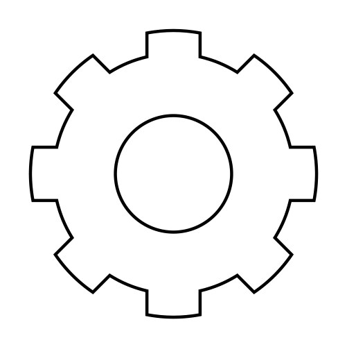 Simple black and white gear symbol for settings Vector Image