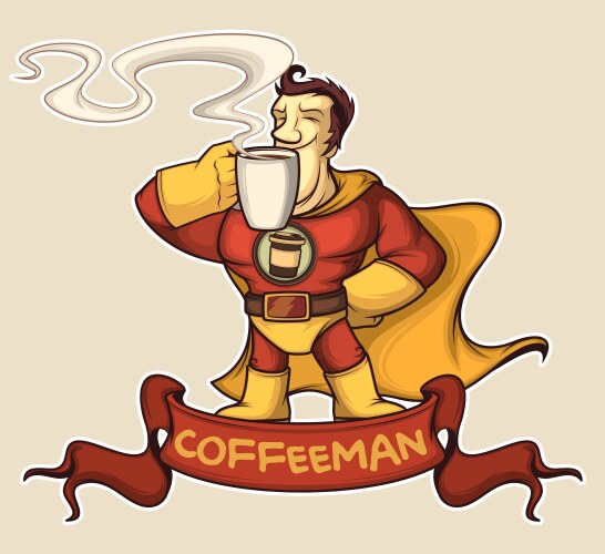 Coffee Man Superhero Vector Images (35)