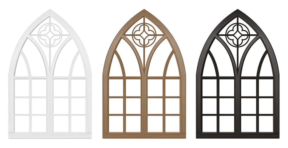 Medieval gothic contour window Royalty Free Vector Image
