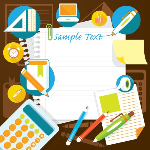 Office supplies and stationery paper background Vector Image