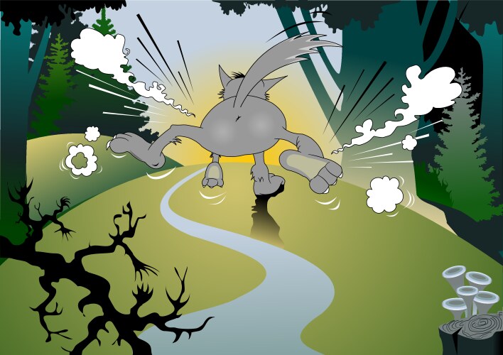 Cute wolf cartoon fowling Royalty Free Vector Image