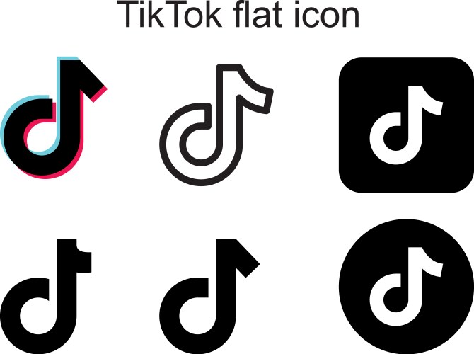 Tik tok flat icon template black color editable Vector Image