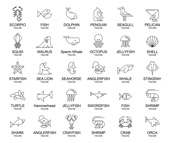 Animals logos collection Royalty Free Vector Image