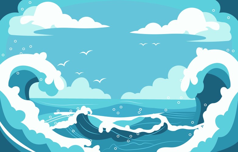 Sea landscape frame background with blue ocean Vector Image