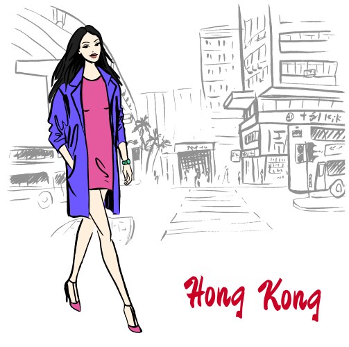 Kuan yin goddess and junk boat hong kong icon Vector Image