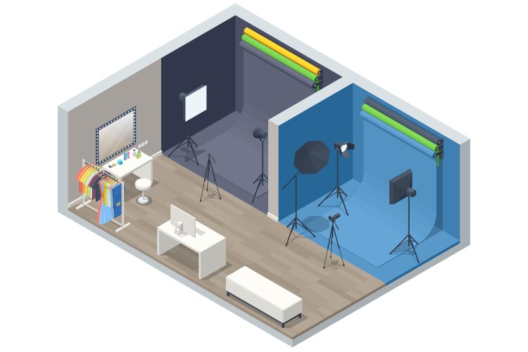 Recording studio isometric Royalty Free Vector Image
